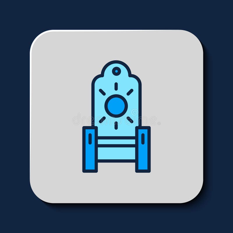 Filled Outline Medieval Throne Icon Isolated on Blue Background. Vector ...