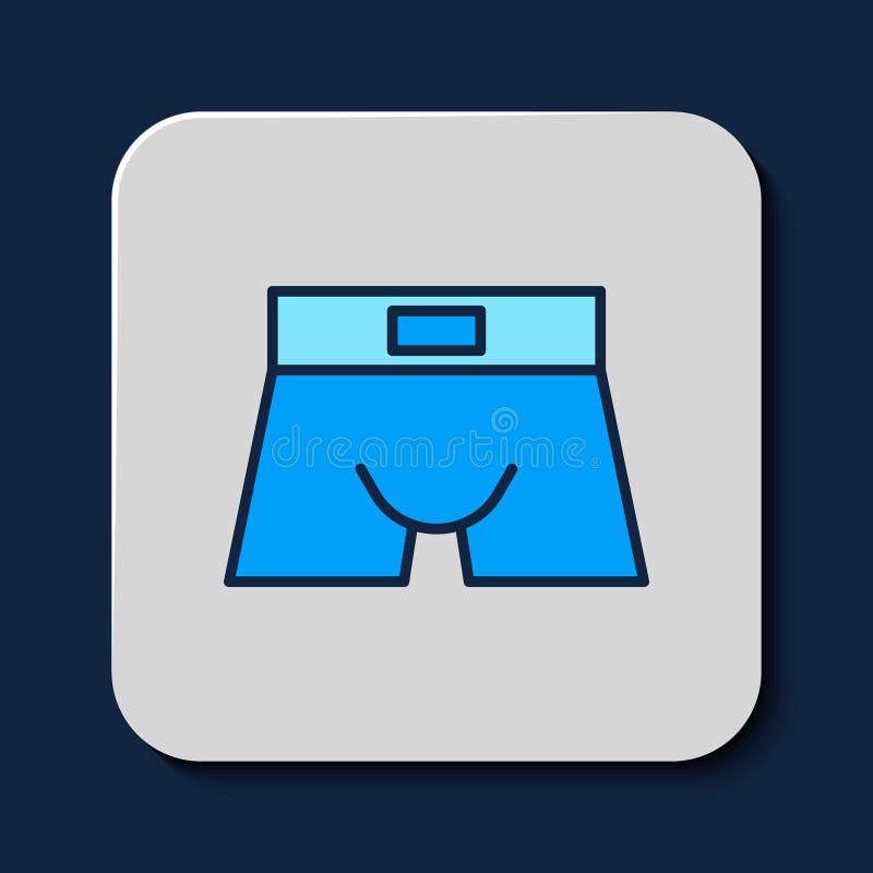 Filled Outline Men Underpants Icon Isolated on Blue Background. Man Underwear Stock Illustration ...