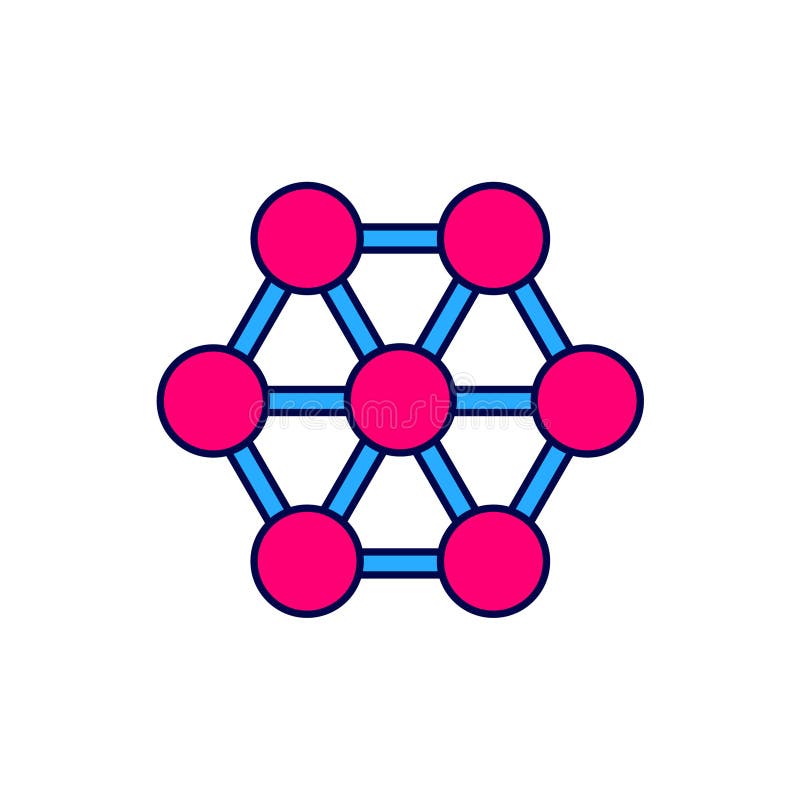 Filled Outline Molecule Icon Isolated on White Background. Structure of ...