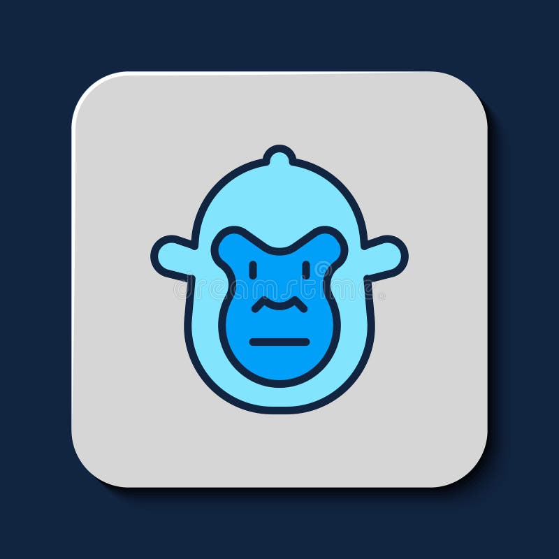 Filled Outline Monkey Icon Isolated on Blue Background. Animal Symbol ...