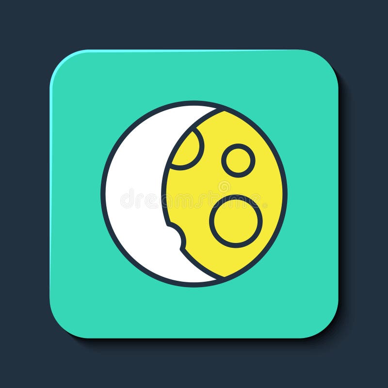 Filled Outline Moon Phases Icon Isolated on Blue Background. Turquoise ...