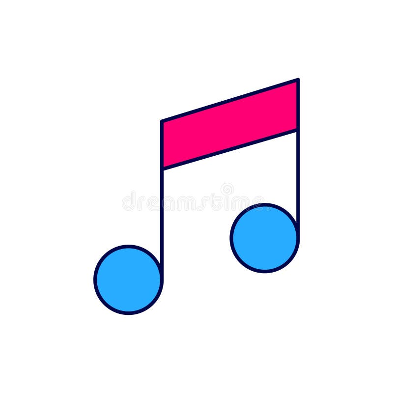 Filled Outline Music Note, Tone Icon Isolated on White Background ...