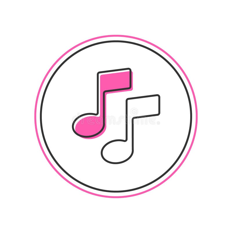 Filled Outline Music Note, Tone Icon Isolated on White Background ...