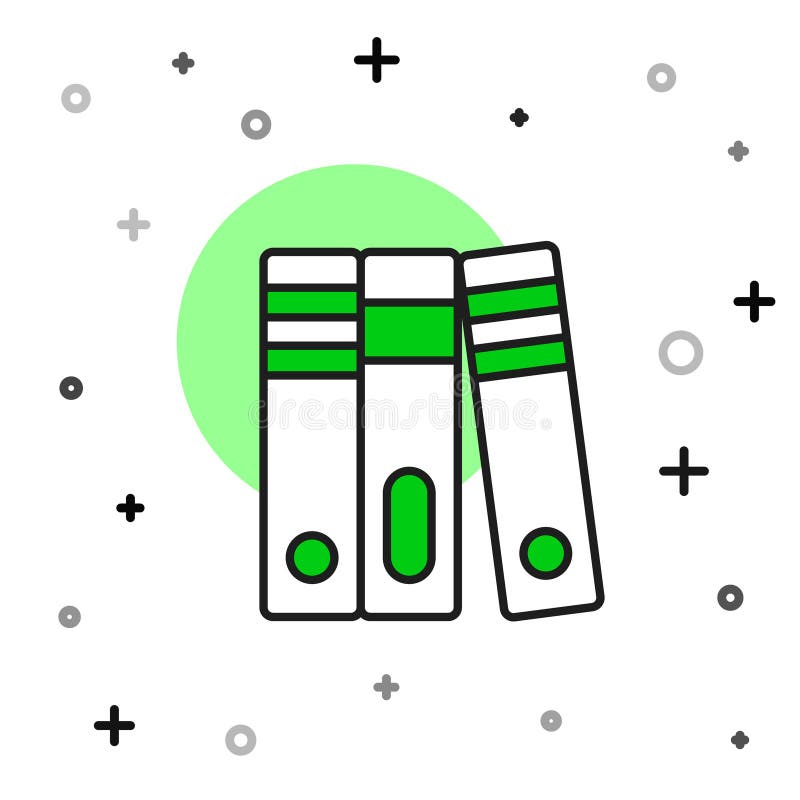 Filled Outline Office Folders with Papers and Documents Icon Isolated ...