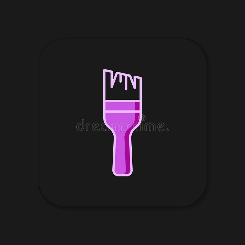 Filled Outline Paint Brush Icon Isolated on Black Background. Flat Filled Outline Style with ...