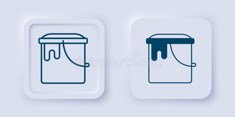 Filled and Outline Paint Bucket Icon Isolated on Grey Background ...