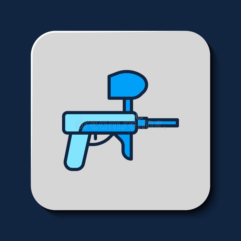 Filled Outline Paintball Gun Icon Isolated on Blue Background. Vector ...