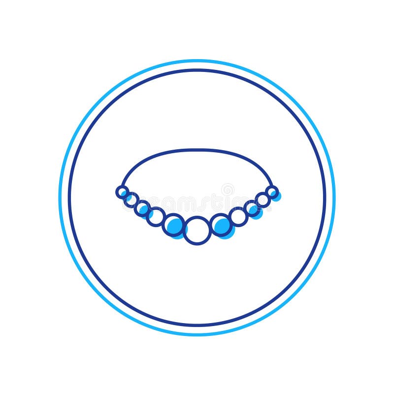 Filled Outline Pearl Necklace Icon Isolated on White Background. Vector ...