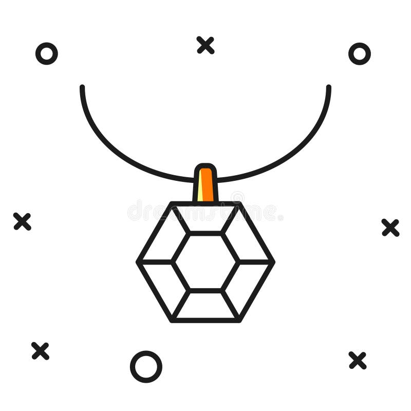 Filled Outline Pendant on Necklace Icon Isolated on White Background ...