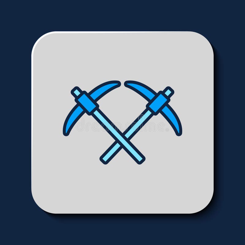 Filled Outline Pickaxe Icon Isolated on Blue Background. Vector Stock ...