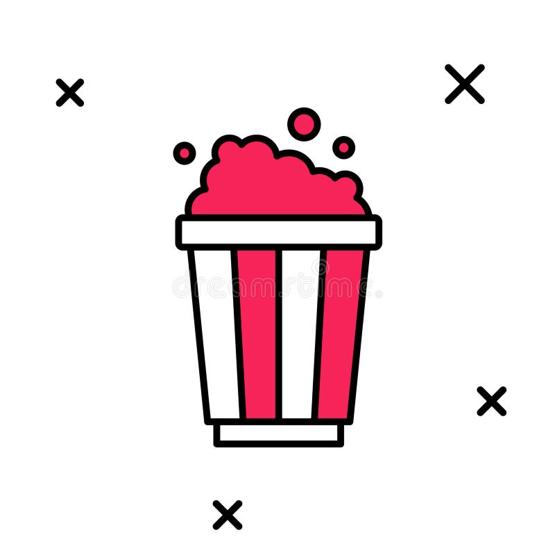 Filled Outline Popcorn in Cardboard Box Icon Isolated on White ...