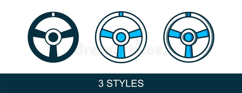 Filled Outline Racing Steering Wheel Icon Isolated on White Background ...