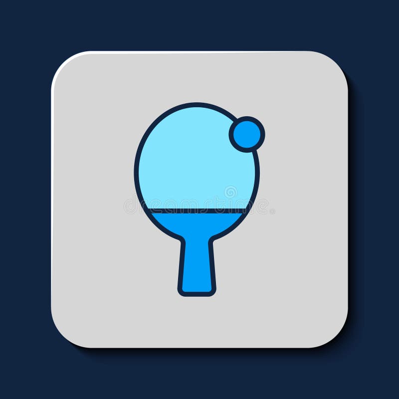 Filled Outline Racket for Playing Table Tennis Icon Isolated on Blue ...