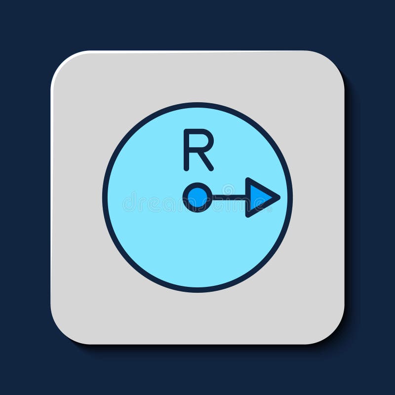 Filled Outline Radius Icon Isolated on Blue Background. Vector Stock ...