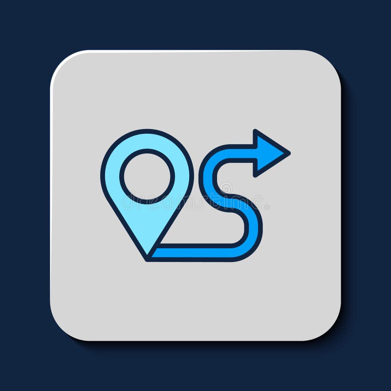 Filled Outline Route Location Icon Isolated on Blue Background. Map ...