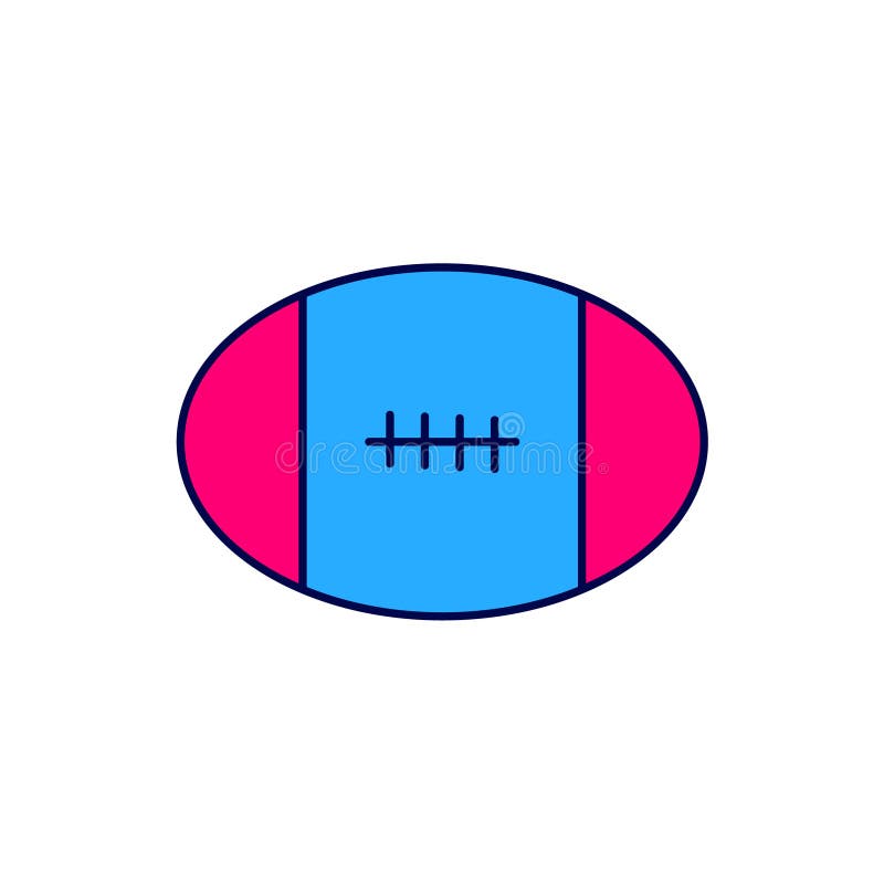 Filled Outline Rugby Ball Icon Isolated on White Background. Vector ...