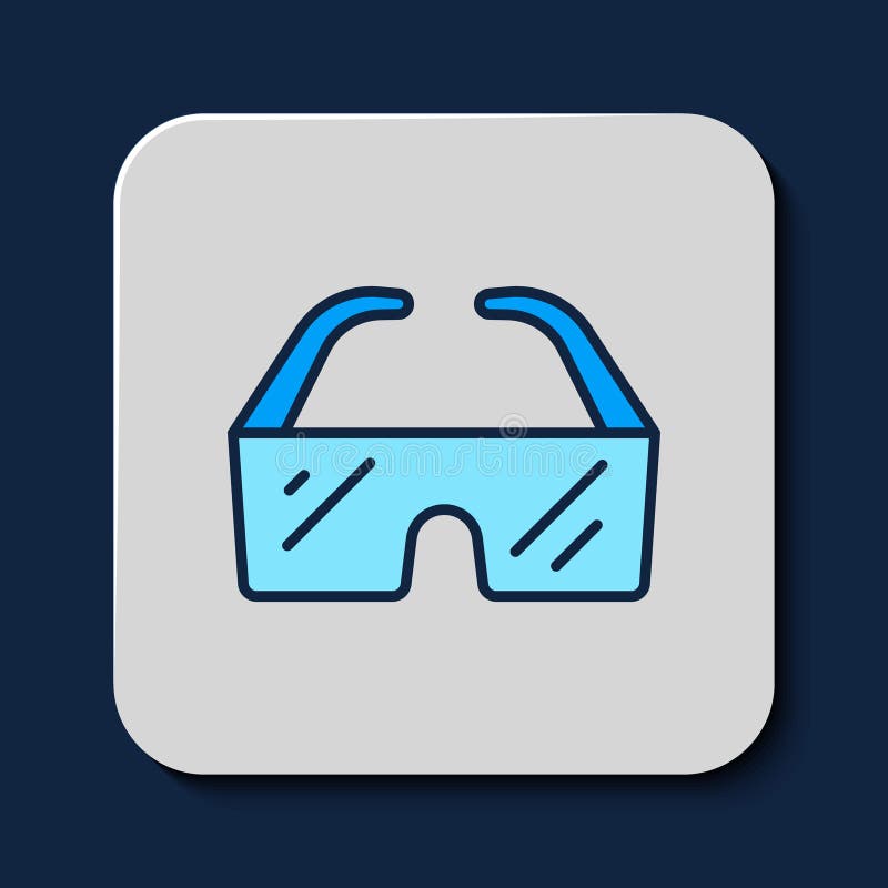 Filled Outline Safety Goggle Glasses Icon Isolated on Blue Background ...