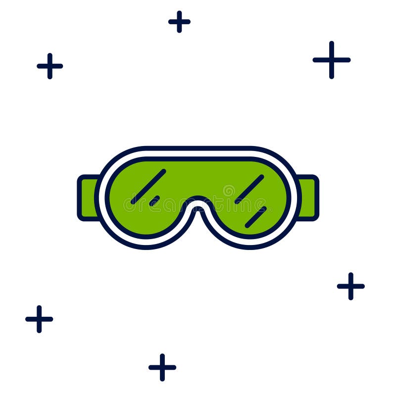 Filled Outline Safety Goggle Glasses Icon Isolated on White Background ...