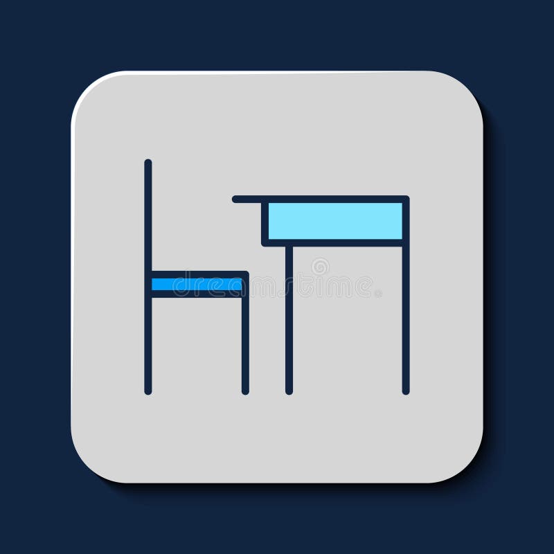 Filled Outline School Table and Chair of Classroom Icon Isolated on ...