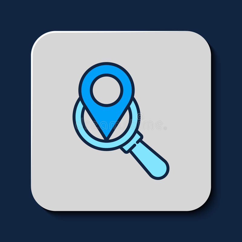 Filled Outline Search Location Icon Isolated on Blue Background ...