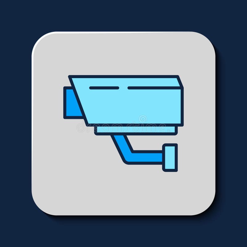 Filled Outline Security Camera Icon Isolated on Blue Background. Vector Stock Vector ...