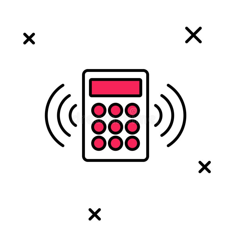 Filled Outline Security System Control Panel with Display Icon Isolated ...