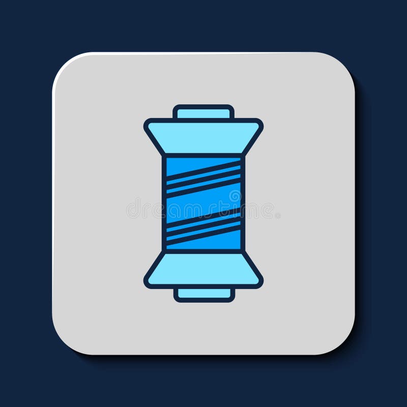 Filled Outline Sewing Thread on Spool Icon Isolated on Blue Background ...