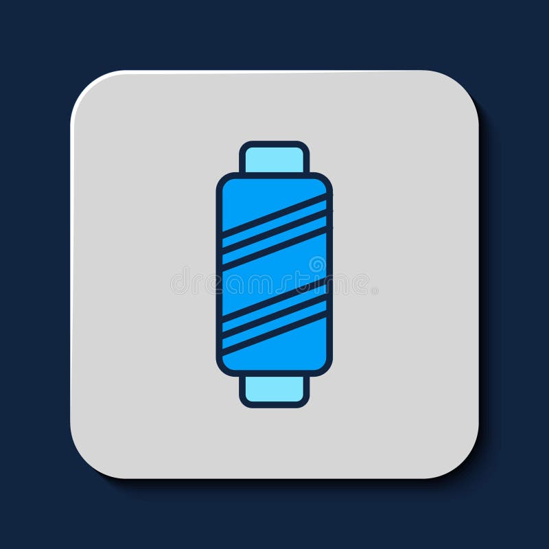 Filled Outline Sewing Thread on Spool Icon Isolated on Blue Background ...
