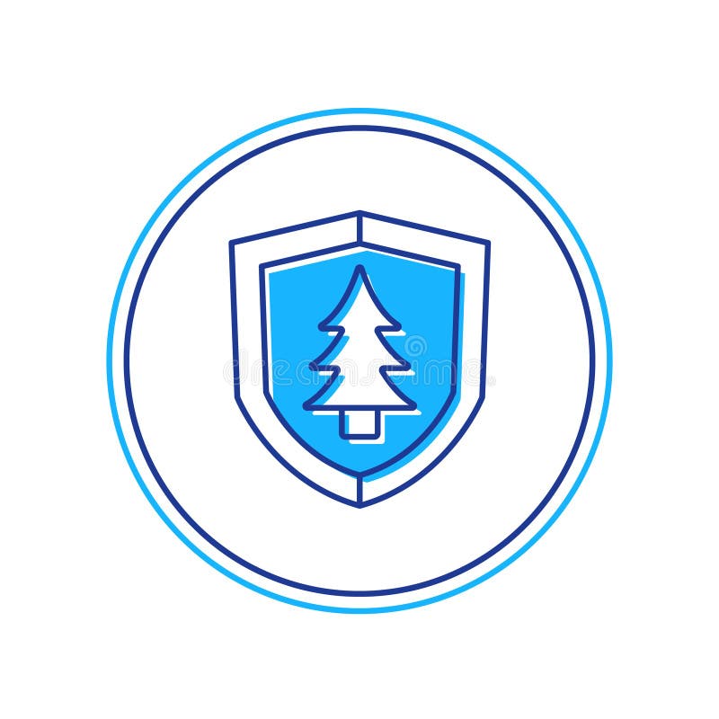 Filled Outline Shield with Tree Icon Isolated on White Background. Eco ...