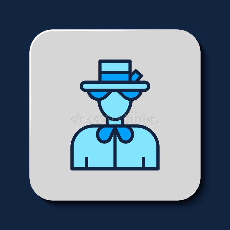 Filled Outline Silhouette of Queen Elizabeth Icon Isolated on Blue ...