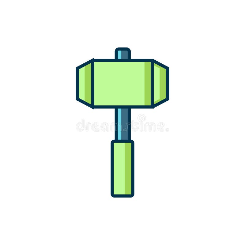 Filled Outline Sledgehammer Icon Isolated on White Background. Flat Filled Outline Style with ...