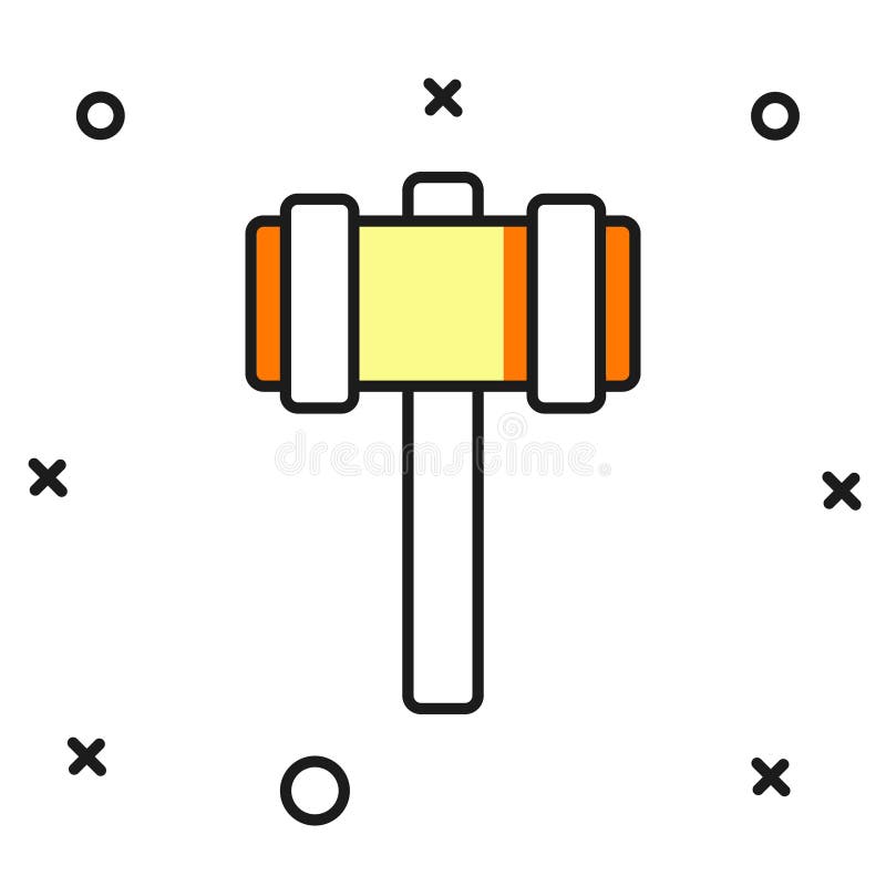 Filled Outline Sledgehammer Icon Isolated on White Background. Flat Filled Outline Style with ...