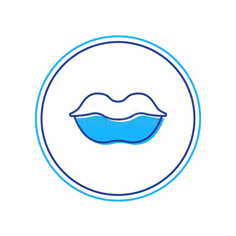 Filled Outline Smiling Lips Icon Isolated on White Background. Smile ...