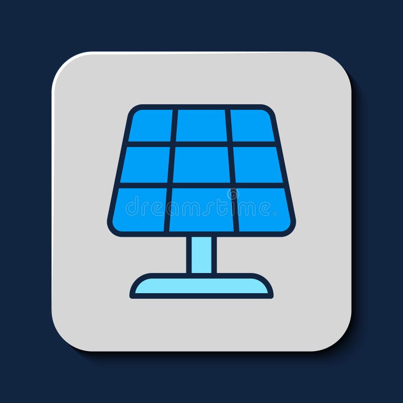 Filled Outline Solar Energy Panel Icon Isolated on Blue Background. Sun ...