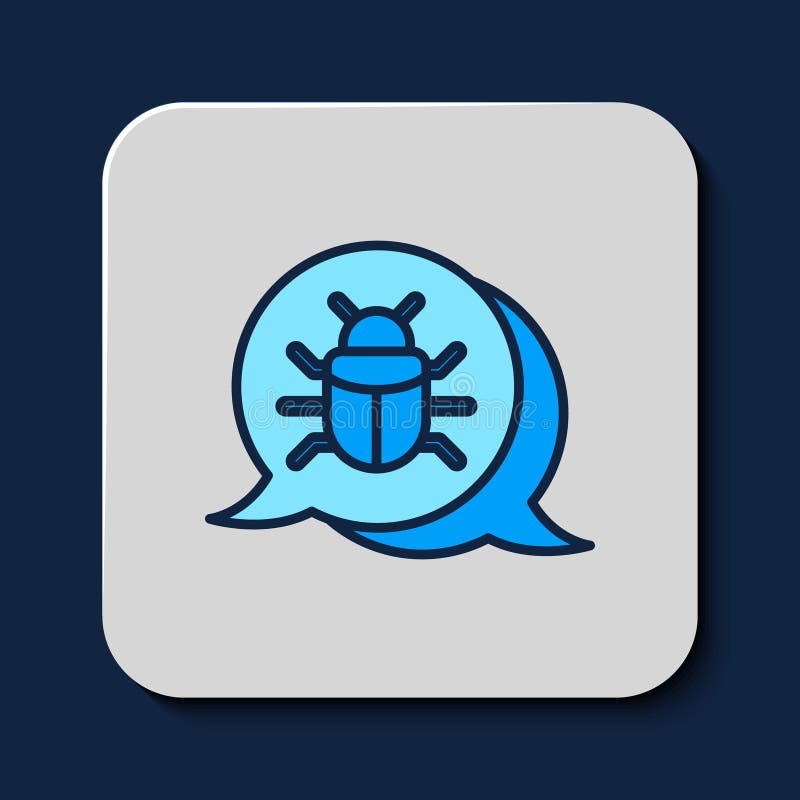 Filled Outline System Bug Concept Icon Isolated On Blue Background