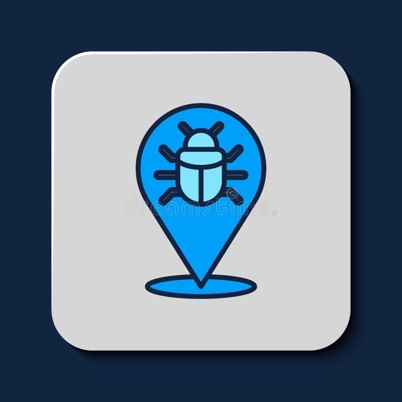 Filled Outline System Bug Concept Icon Isolated On Blue Background Code Bug Concept Bug In The
