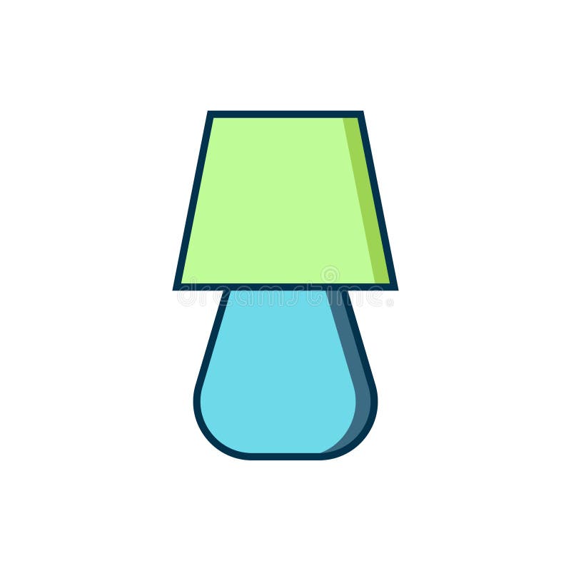 Filled Outline Table Lamp Icon Isolated on White Background. Flat Filled Outline Style with ...