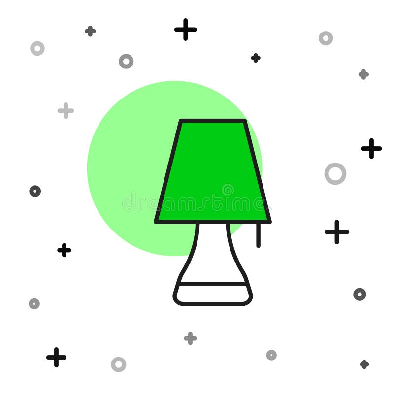 Filled Outline Table Lamp Icon Isolated on White Background. Vector ...