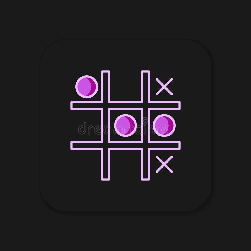 Filled Outline Tic Tac Toe Game Icon Isolated on Black Background. Flat ...