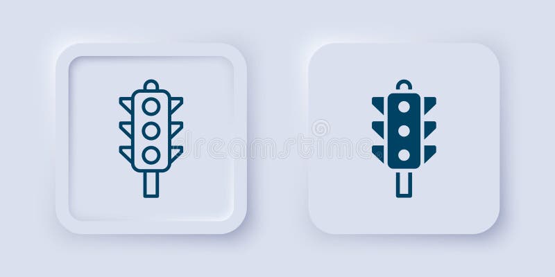 Filled and Outline Traffic Light Icon Isolated on Grey Background ...