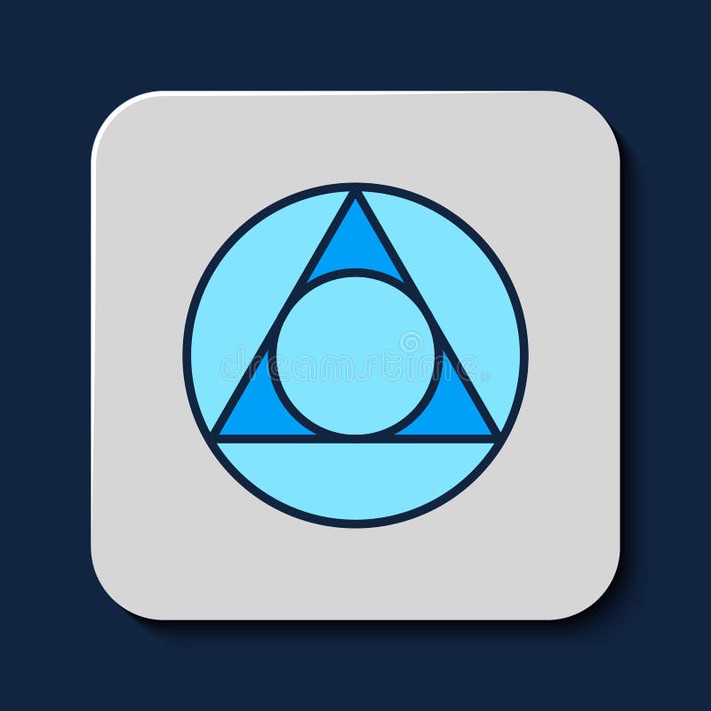 Filled Outline Triangle Math Icon Isolated on Blue Background. Vector ...