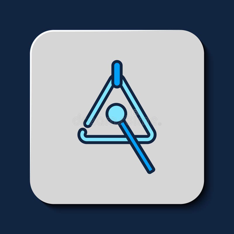 Filled Outline Triangle Musical Instrument Icon Isolated on Blue ...