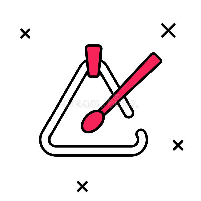 Filled Outline Triangle Musical Instrument Icon Isolated on White ...