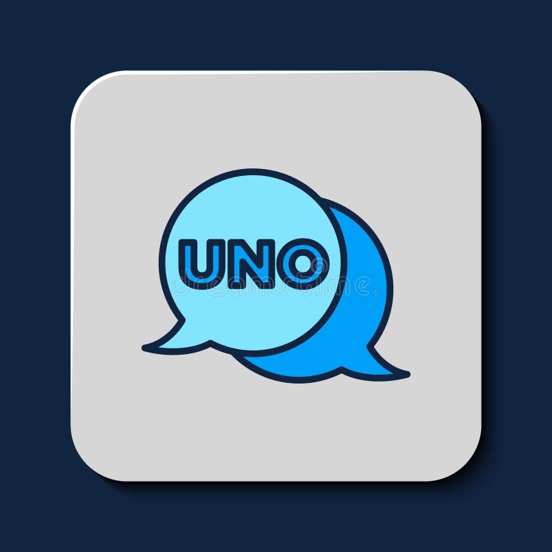 Filled Outline Uno Card Game Icon Isolated on Blue Background. Vector ...