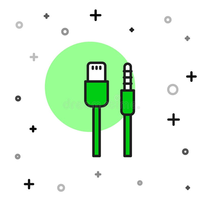 Filled Outline USB Cable Cord Icon Isolated on White Background ...