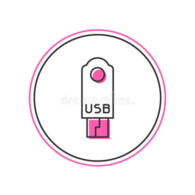 Filled Outline USB Flash Drive Icon Isolated on White Background ...