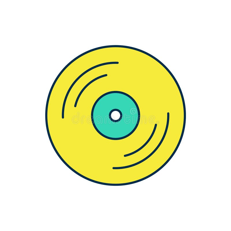 Filled Outline Vinyl Disk Icon Isolated on White Background. Vector ...