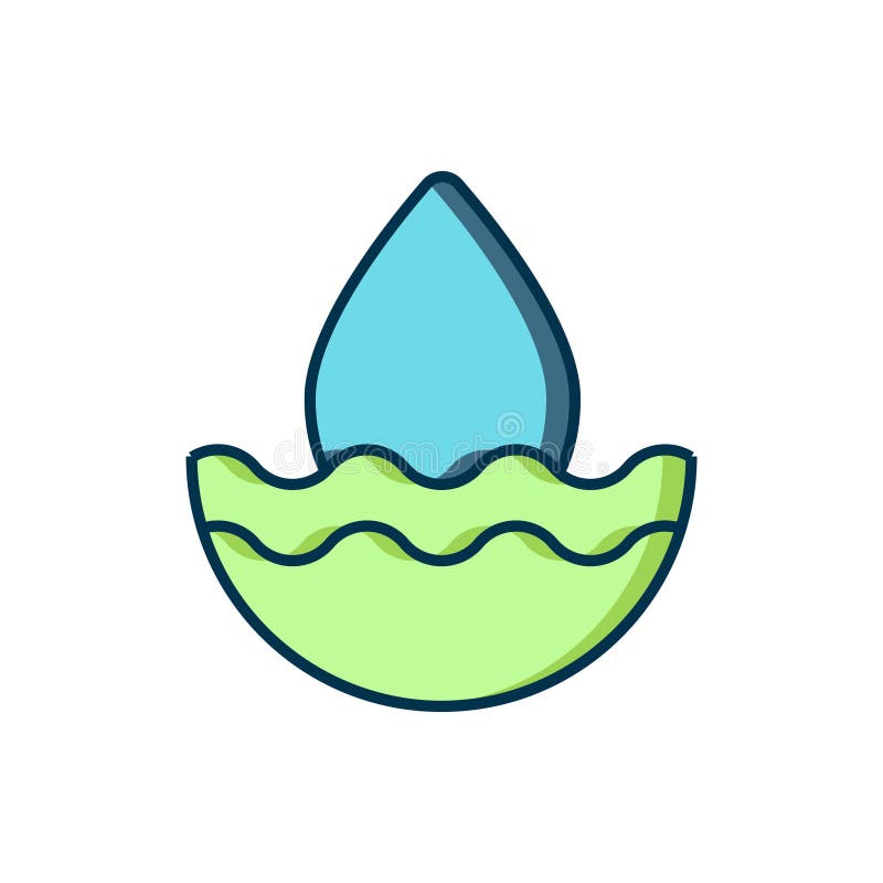 Filled Outline Water Drop Icon Isolated on White Background. Flat ...