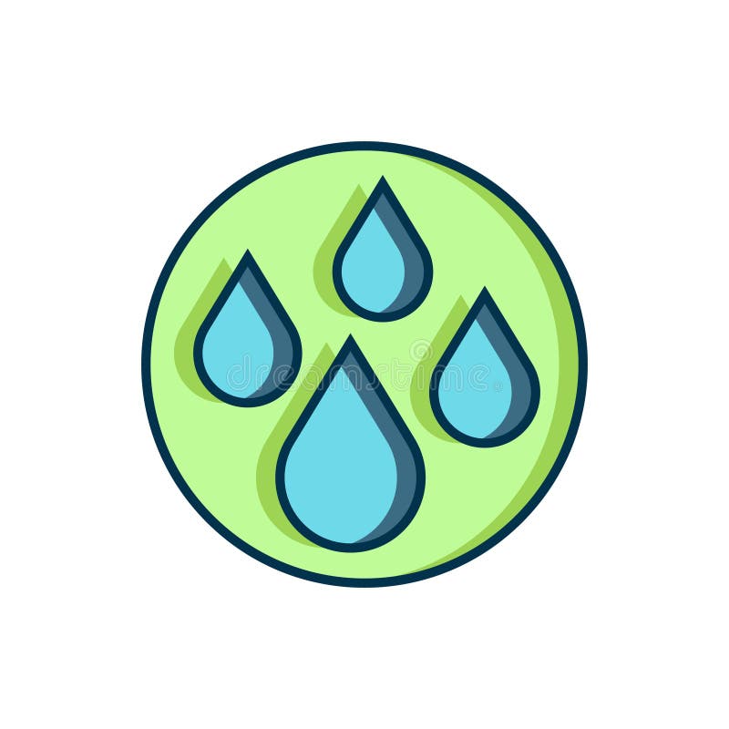 Filled Outline Water Drop Icon Isolated on White Background. Flat ...