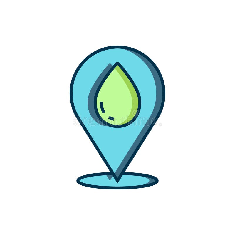 Filled Outline Water Drop with Location Icon Isolated on White ...